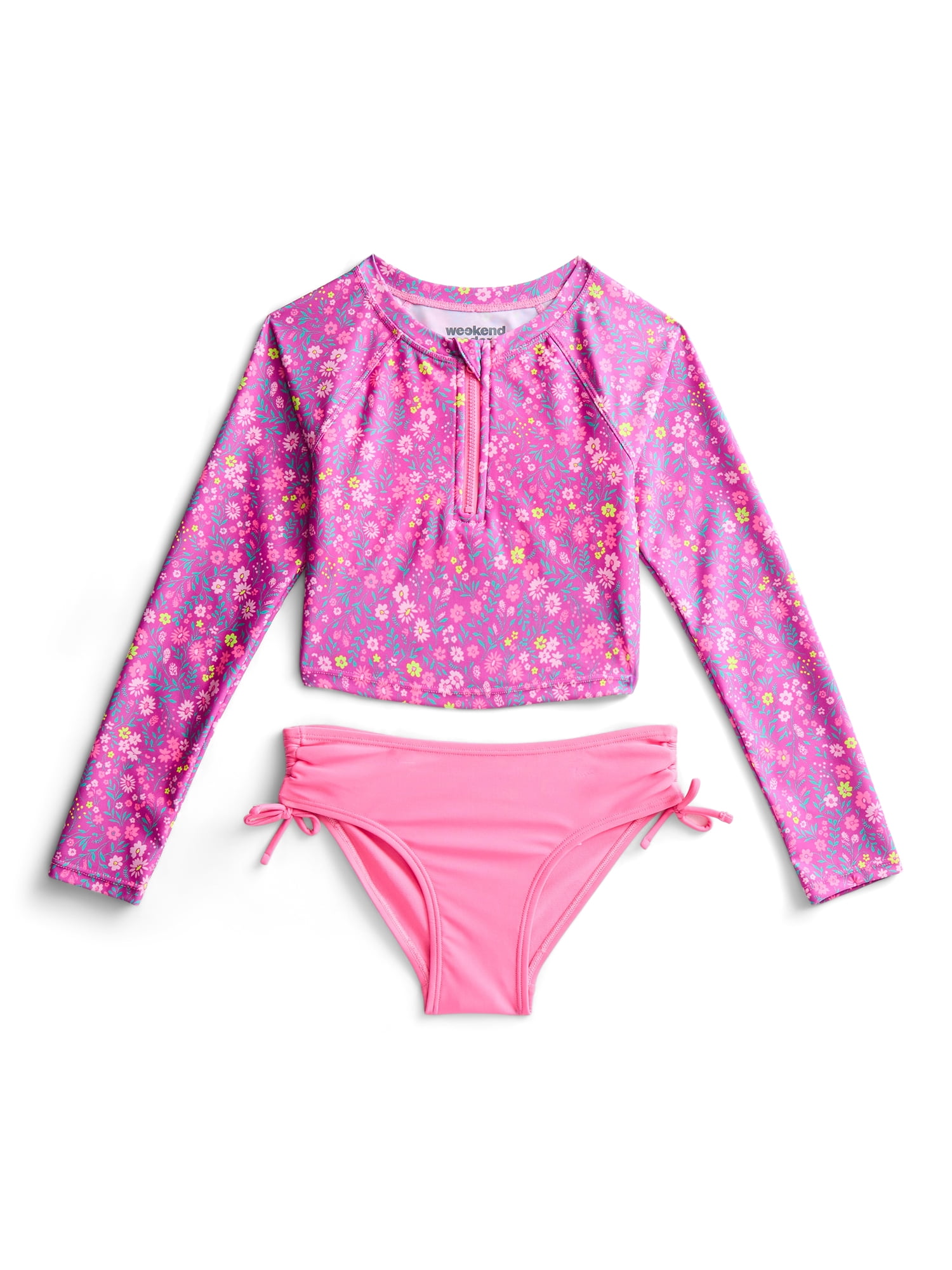 Weekend Academy Girls Long Sleeve Rash Guard and Bottoms Swim Set, 2 ...