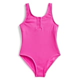 Weekend Academy Girls Henley Rib One Piece Swimsuit, Sizes 4-18 ...