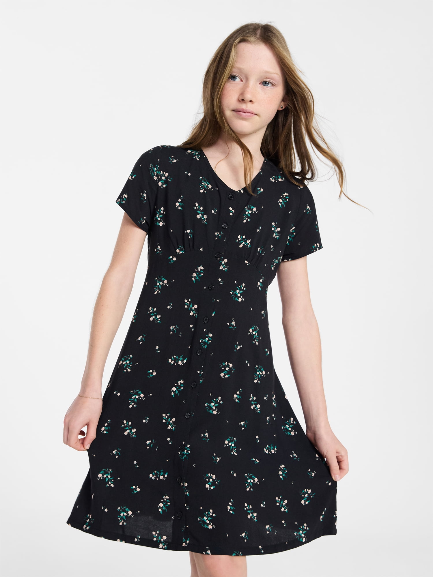 Weekend Academy Girls Button-Front Dress with Short Sleeves, Sizes 4-18 ...