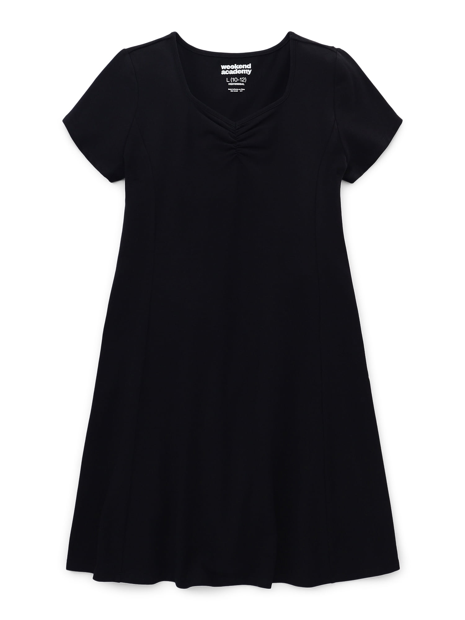 Weekend Academy Girls Short Sleeve Knit Ruched Neck Dress, Sizes 4-18 ...