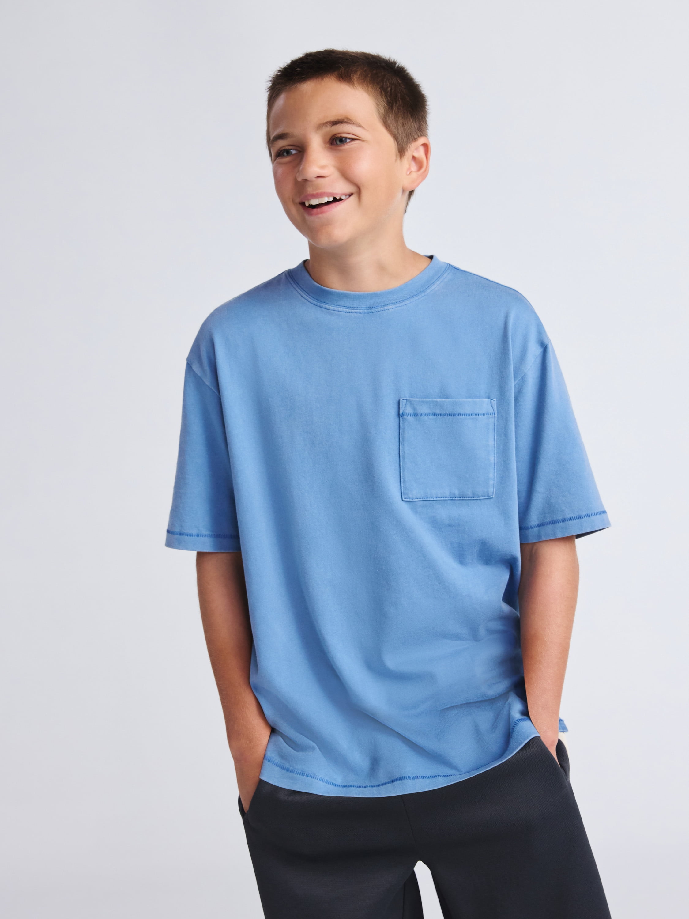 Weekend Academy Boys Pocket T-Shirt with Short Sleeves, Sizes 4-18 ...