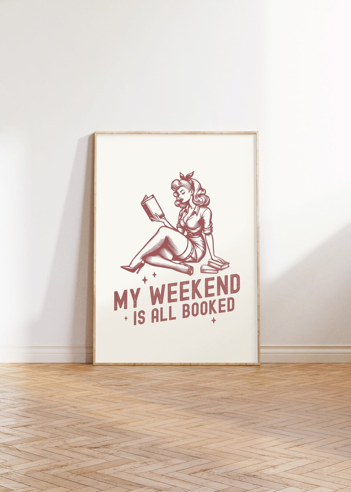 My Weekend Is All Booked Poster, Cute Book Lover Wall Art, Trendy ...