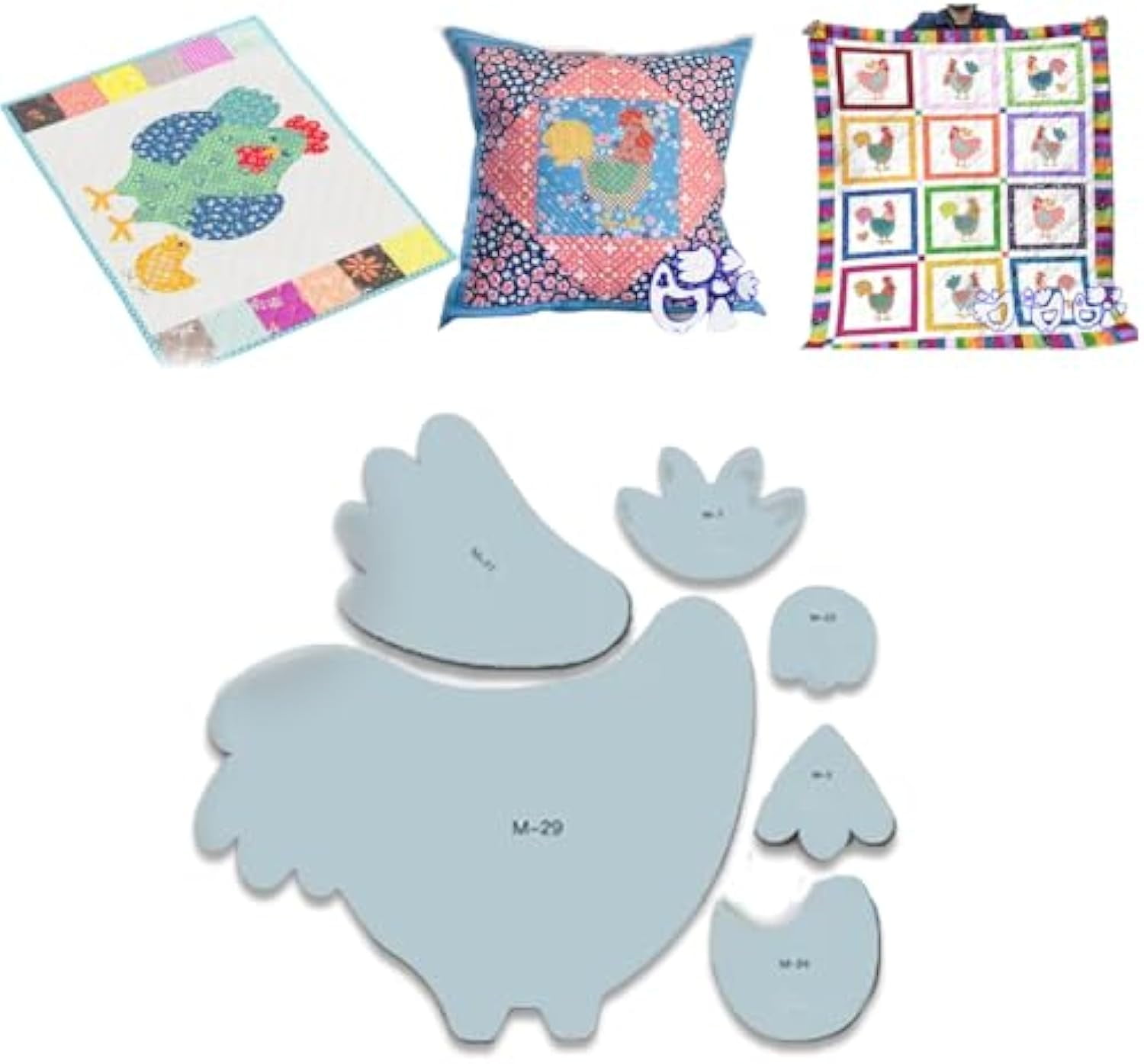 Weekend Chicken Patchwork Quilting Template Set - with Instructions ...