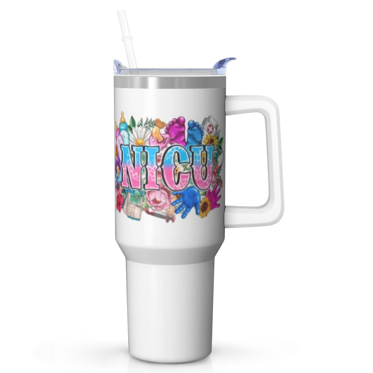 Weekend Shift Nurse 40 oz Tumbler with Handle, White Insulated Coffee ...