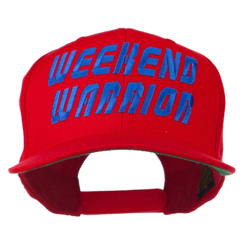 Weekend Warrior Embroidered Flat Bill Cap - Red OSFM - Walmart.com