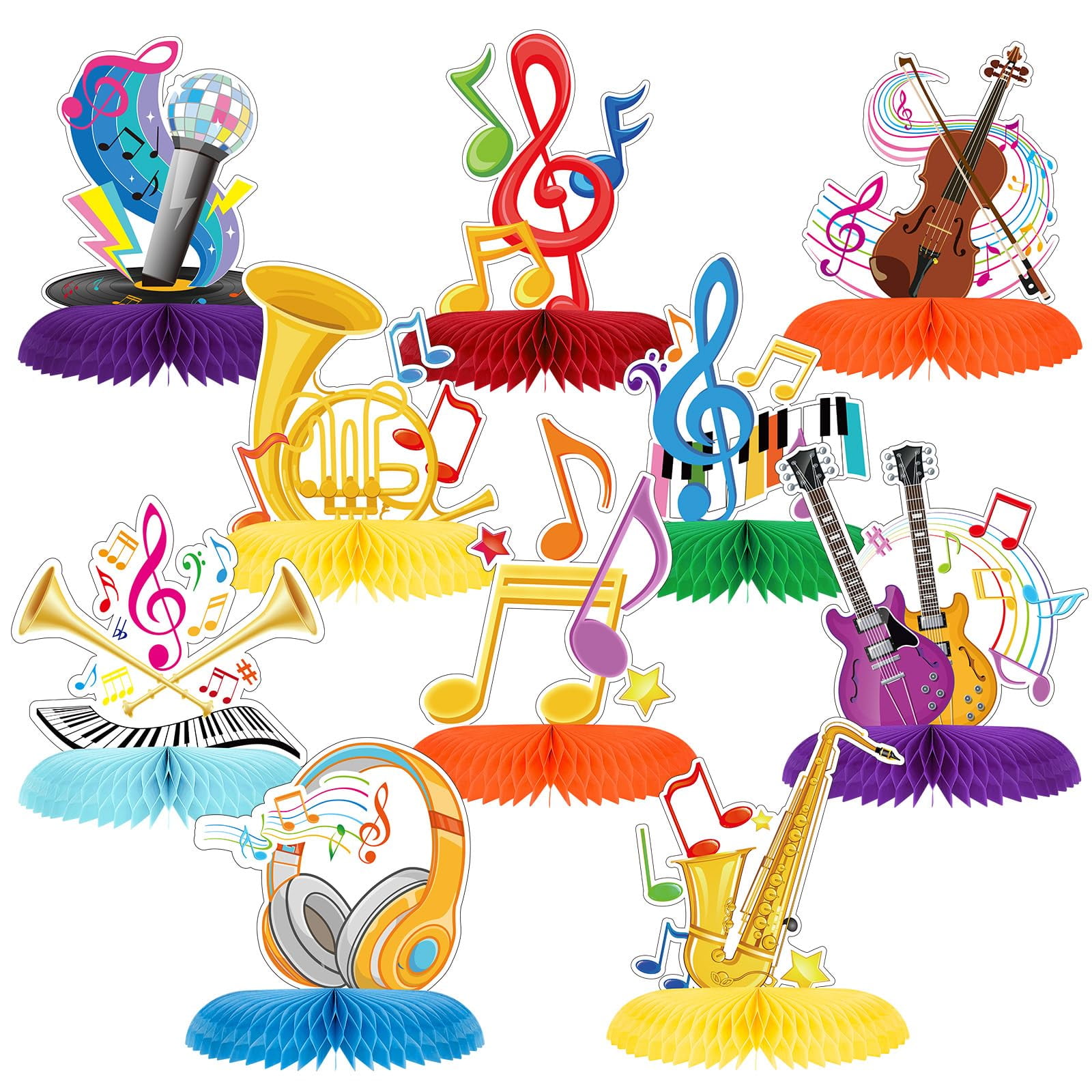 Weekgrat 10 Pcs Music Notes Honeycomb AIS1 Table Centerpiece Music ...