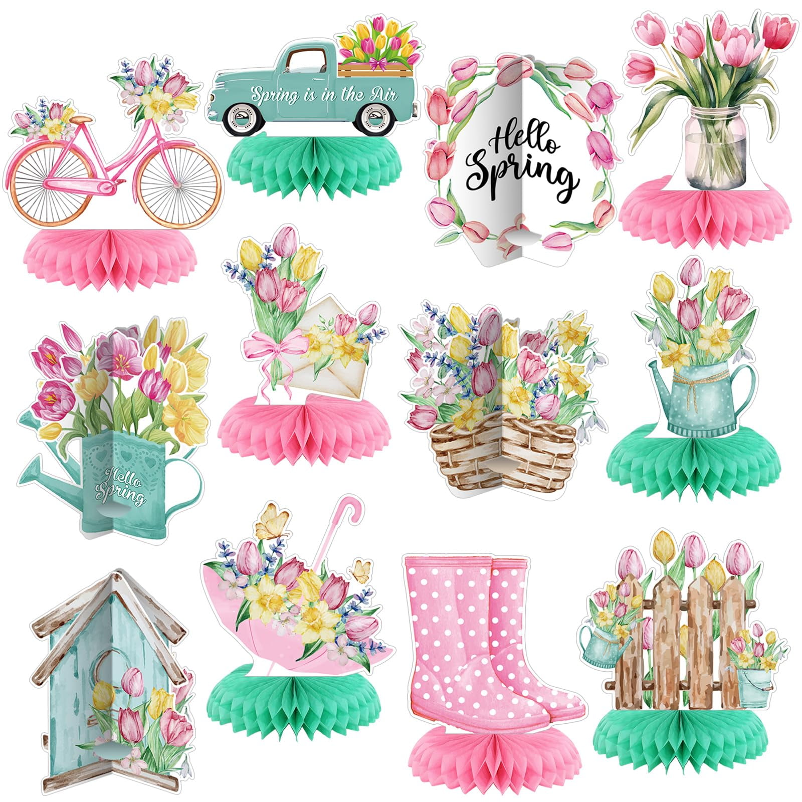 Weekgrat 12 Pcs Spring Party Decorations Hello Spring Theme Party ...