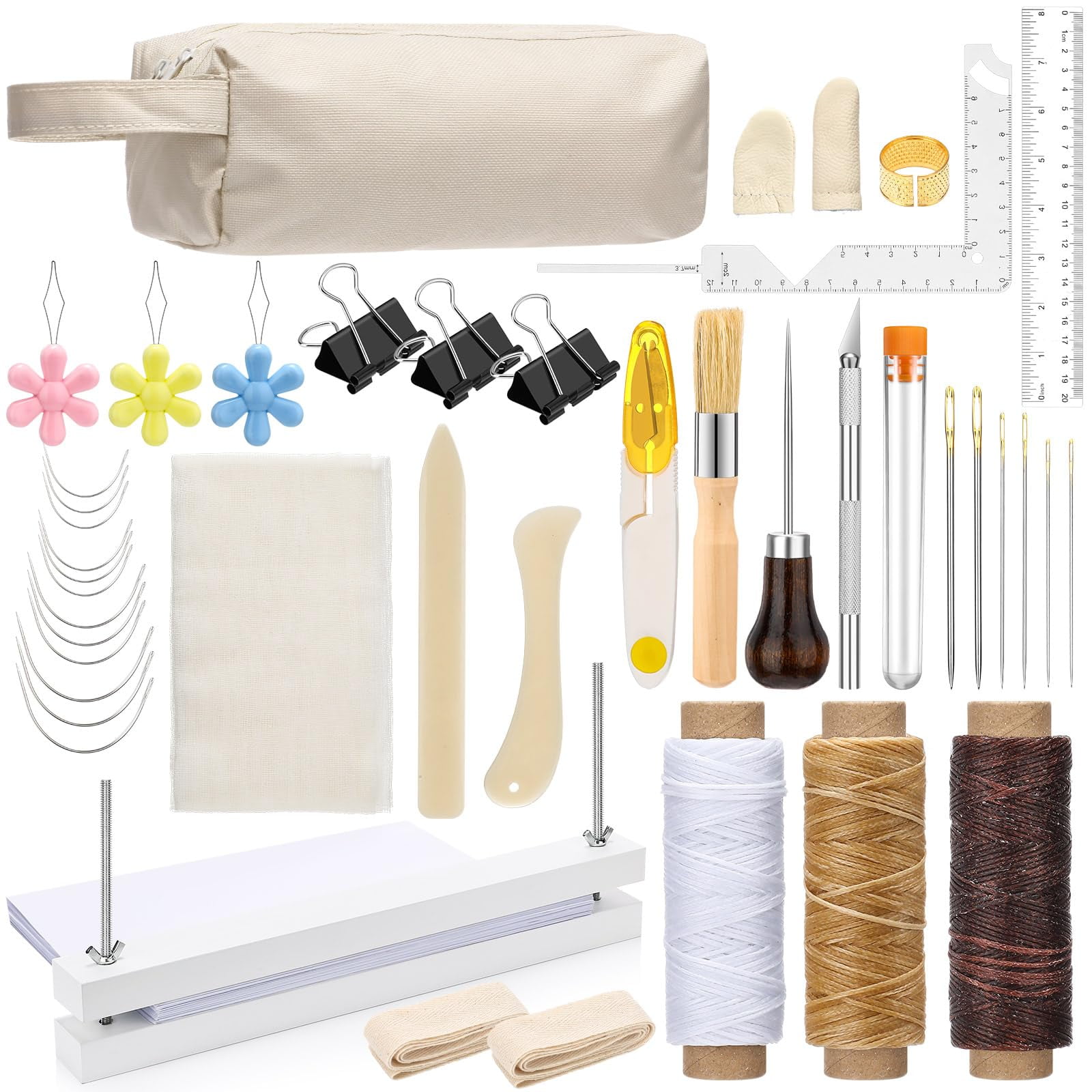 Weekgrat 44 Pcs Book KEF16 Binding Kits 15 Wooden Book Press Bookbinding Supplies Hand ...