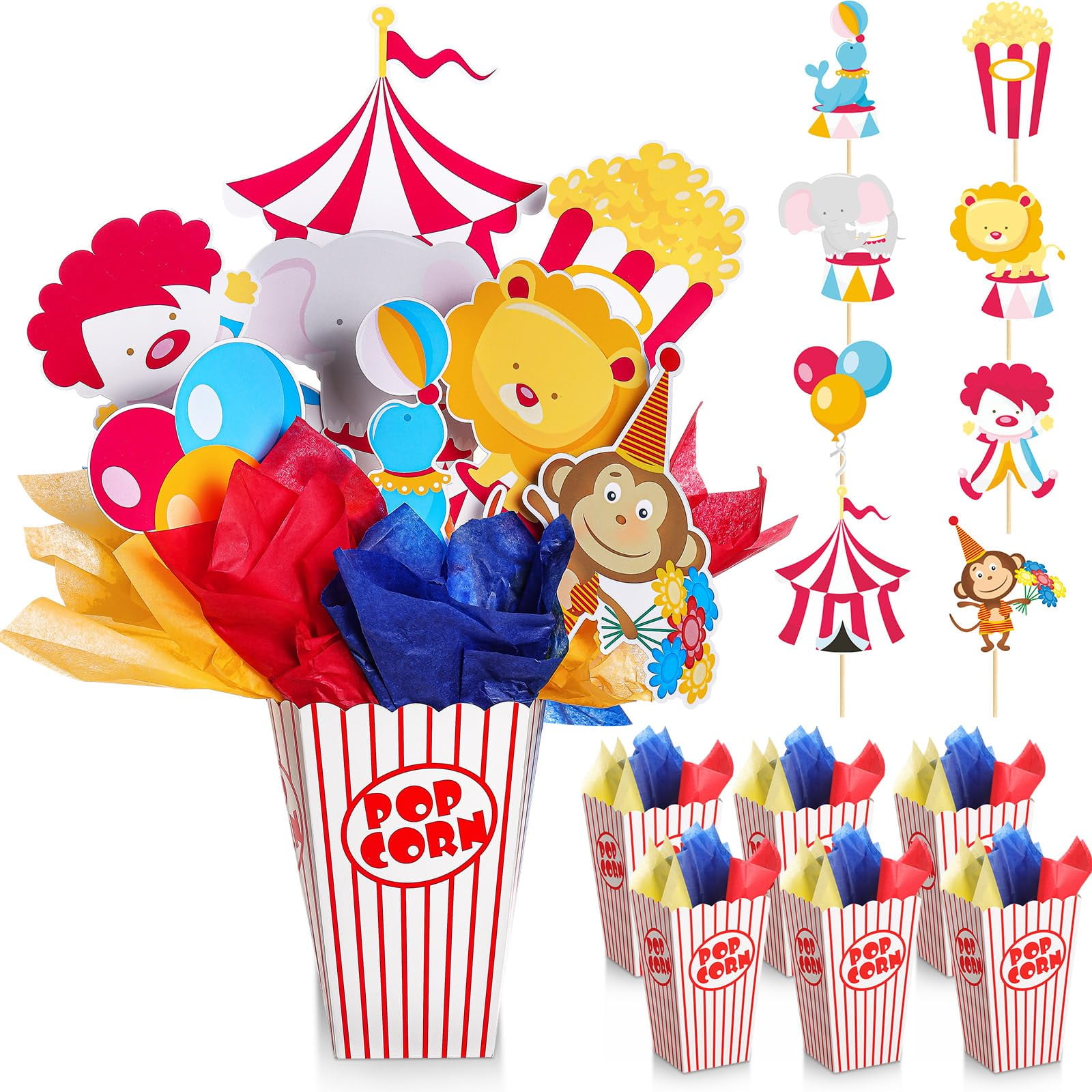 Weekgrat 6 Sets 162 Pcs Circus Carnival Party Centerpieces Decorations ...