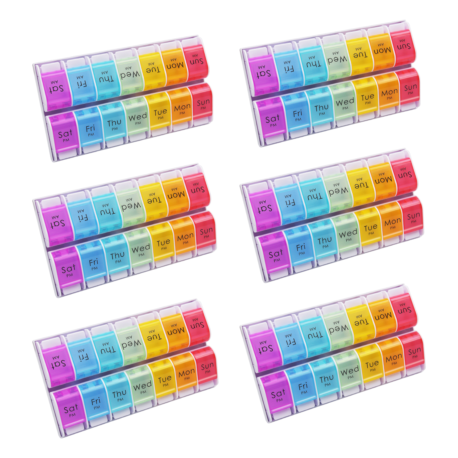 Weekly 7 Day Push-Button Pill Organizer Arthritis Friendly 2 Times A ...