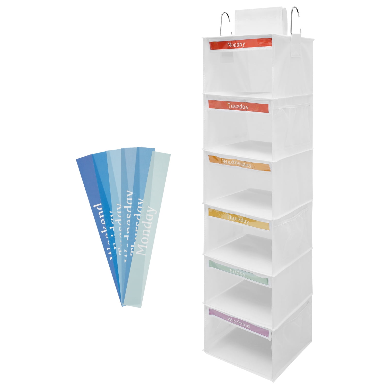 Weekly Clothes Organizer for Kids 6 Compartments Hanging Closet ...