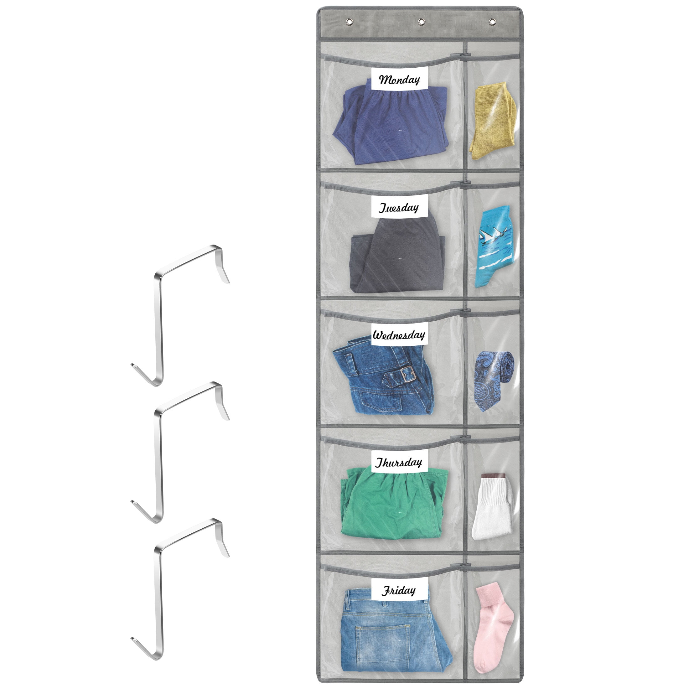 Weekly Clothes Organizer, TSV Over the Door Organizer for Clothes ...