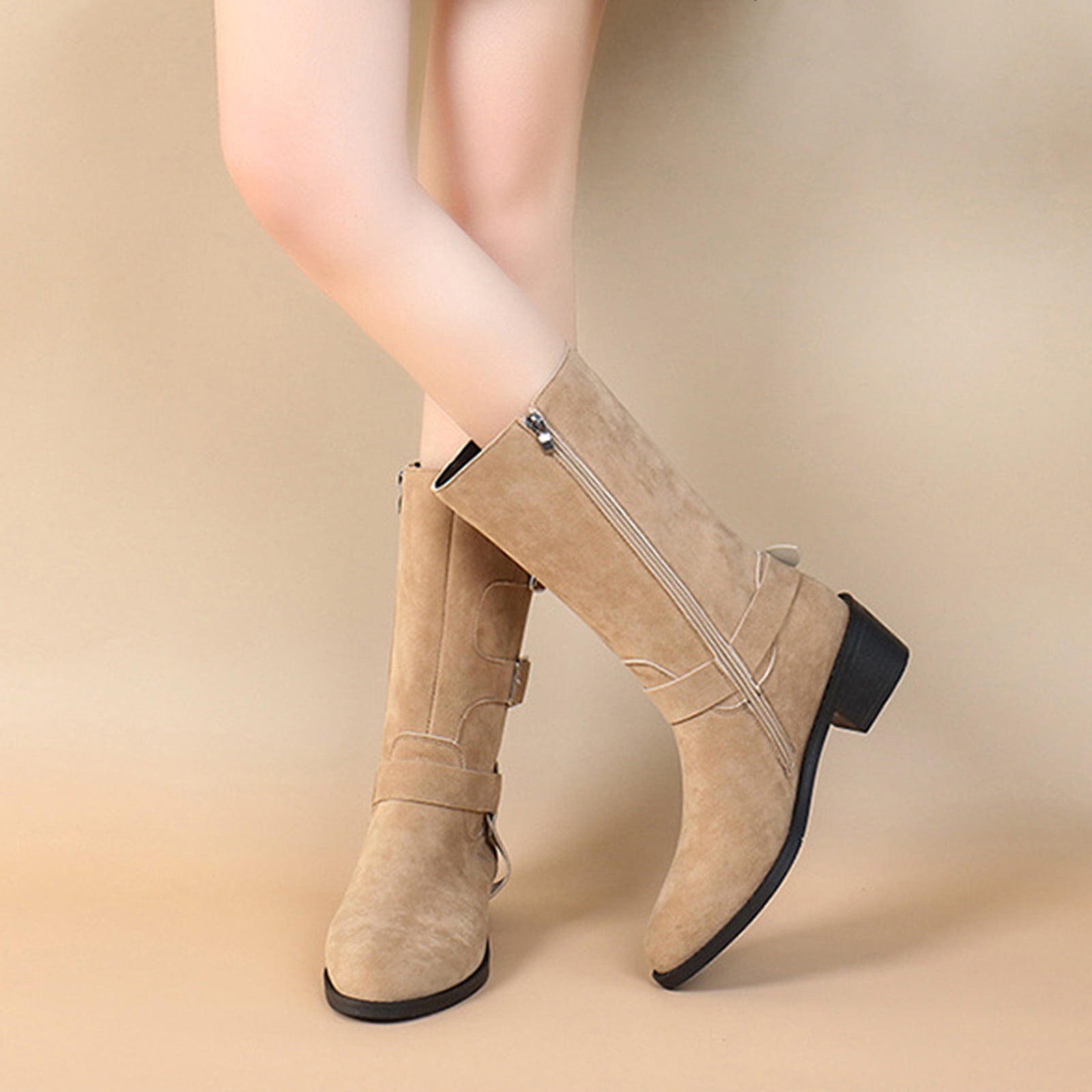 Weekly Deals! Tejiojio Clearance Women's Oversized Back Zipper Boots ...