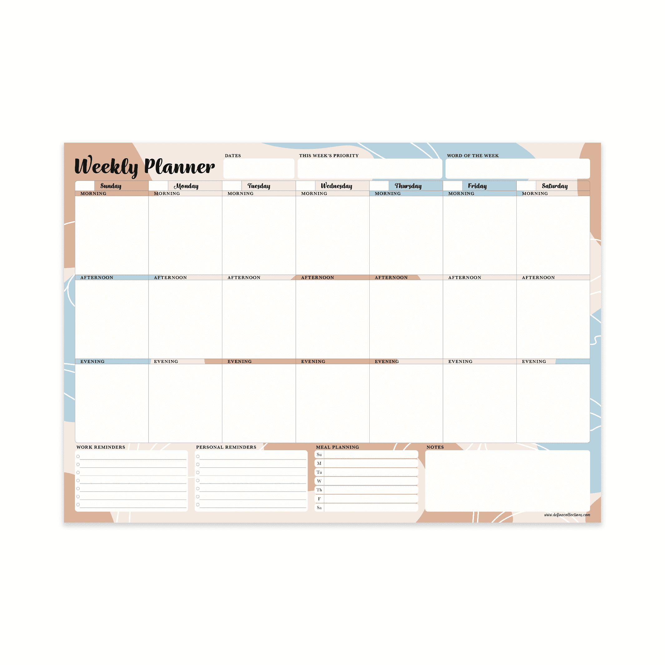 Define Weekly Desk Planner, A4 (8.27