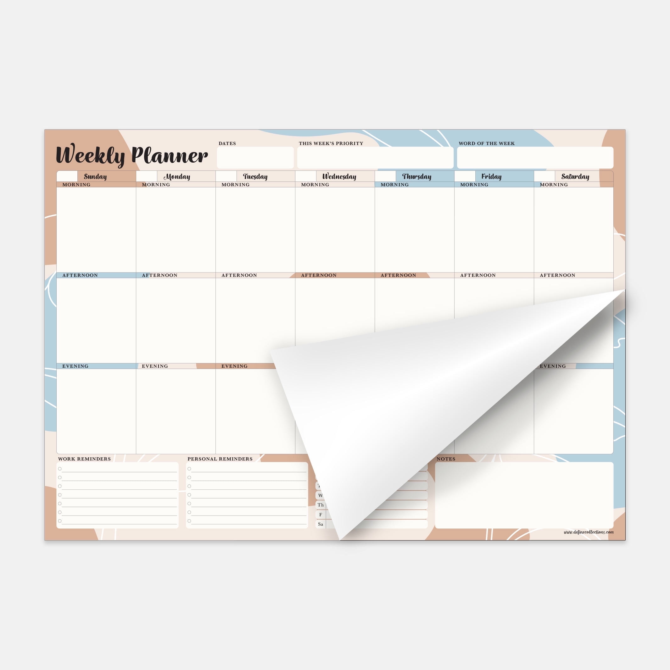 Weekly Desk Planner - A4 Size - 52 Weeks - 100gsm Paper - Easy Tear-Off Sheets - Walmart.com