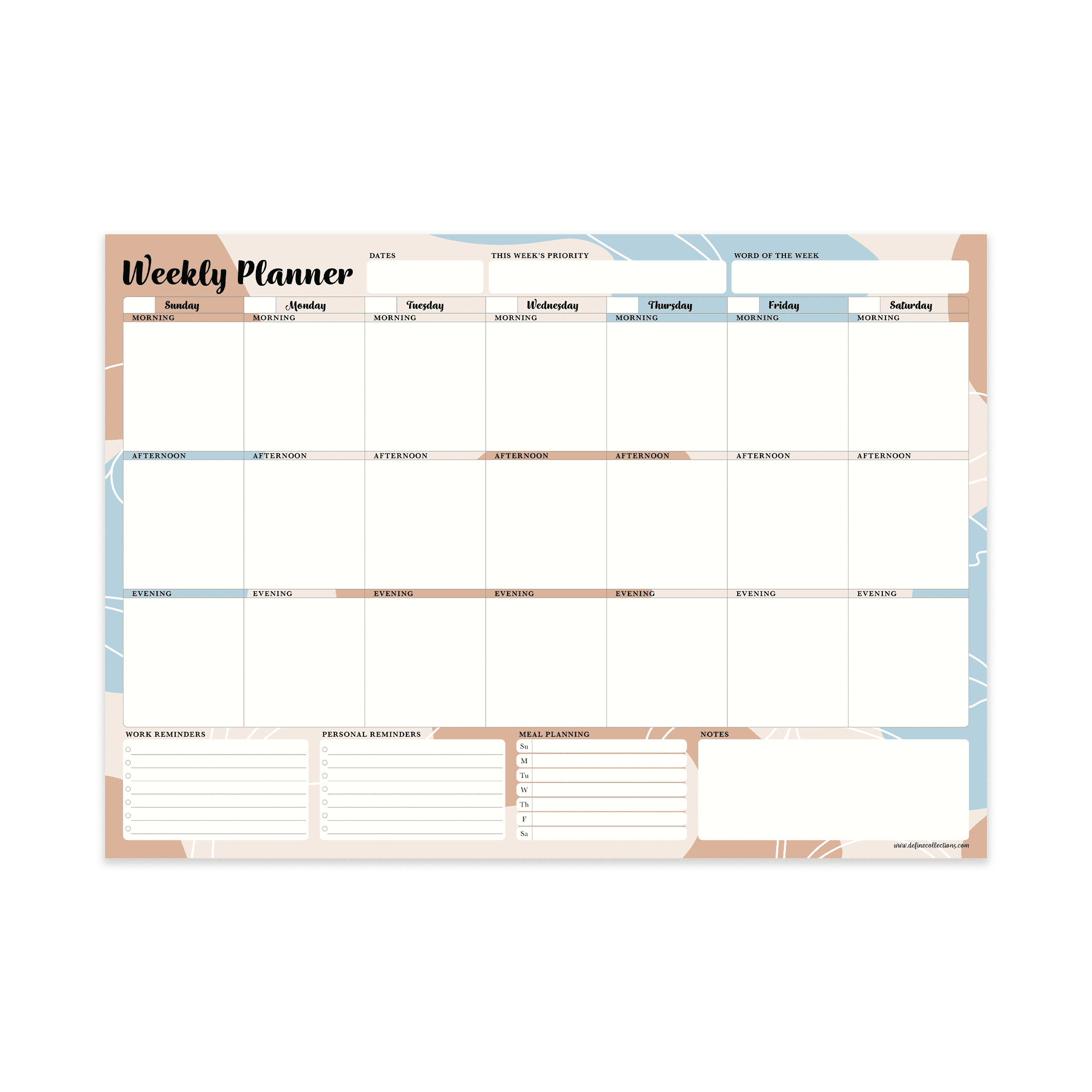Define Weekly Desk Planner, A4 (8.27" x 11.69"), 52 Pages, 52 Count ...