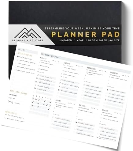 - Weekly Desk Planner Pad, 12-Month Productivity Planner, Tear-Out ...