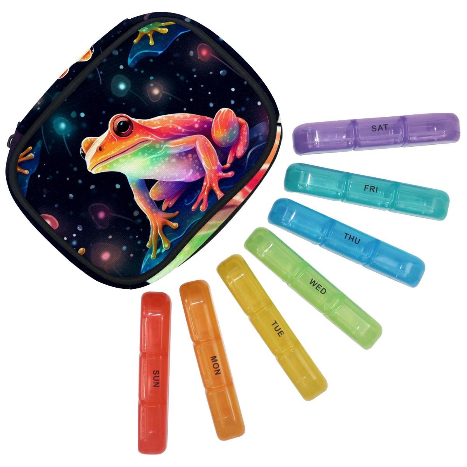 Weekly Health Manager: Colorful Art Frog's Travel AM PM Pill Box 7 Day ...