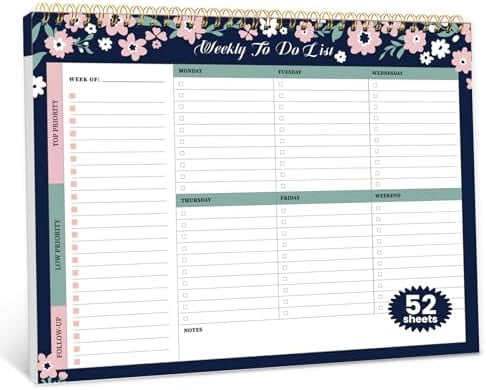 Weekly To Do List Notepad with 52 Undated Sheets（8.5"×11"）- Undated ...
