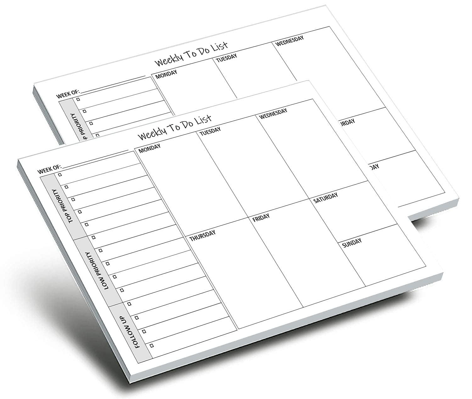 Weekly TO DO List Notepads (2 Pack, 50 Pages Each) Task Pad Planner w ...