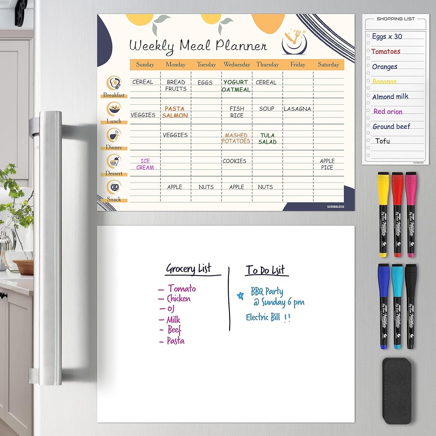 Weekly Meal Planner Dry Erase 13"X17” Magnetic Diet Planner for Fridge ...