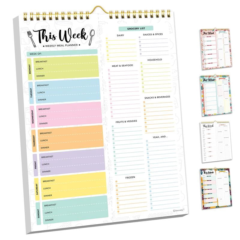 Weekly Meal Planner Notebook - 8.5x11", 50 Sheets, Magnetic, Wall ...