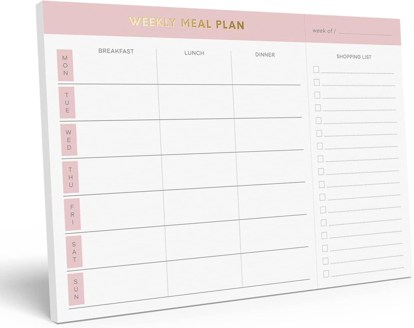 Weekly Meal Planner and Grocery List Notepad. 10x7" Meal Planning Pad with Off Shopping List ...