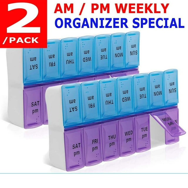 Weekly Pill Box Organizer Twice a Day 7 day AMPM Organizer Case ...