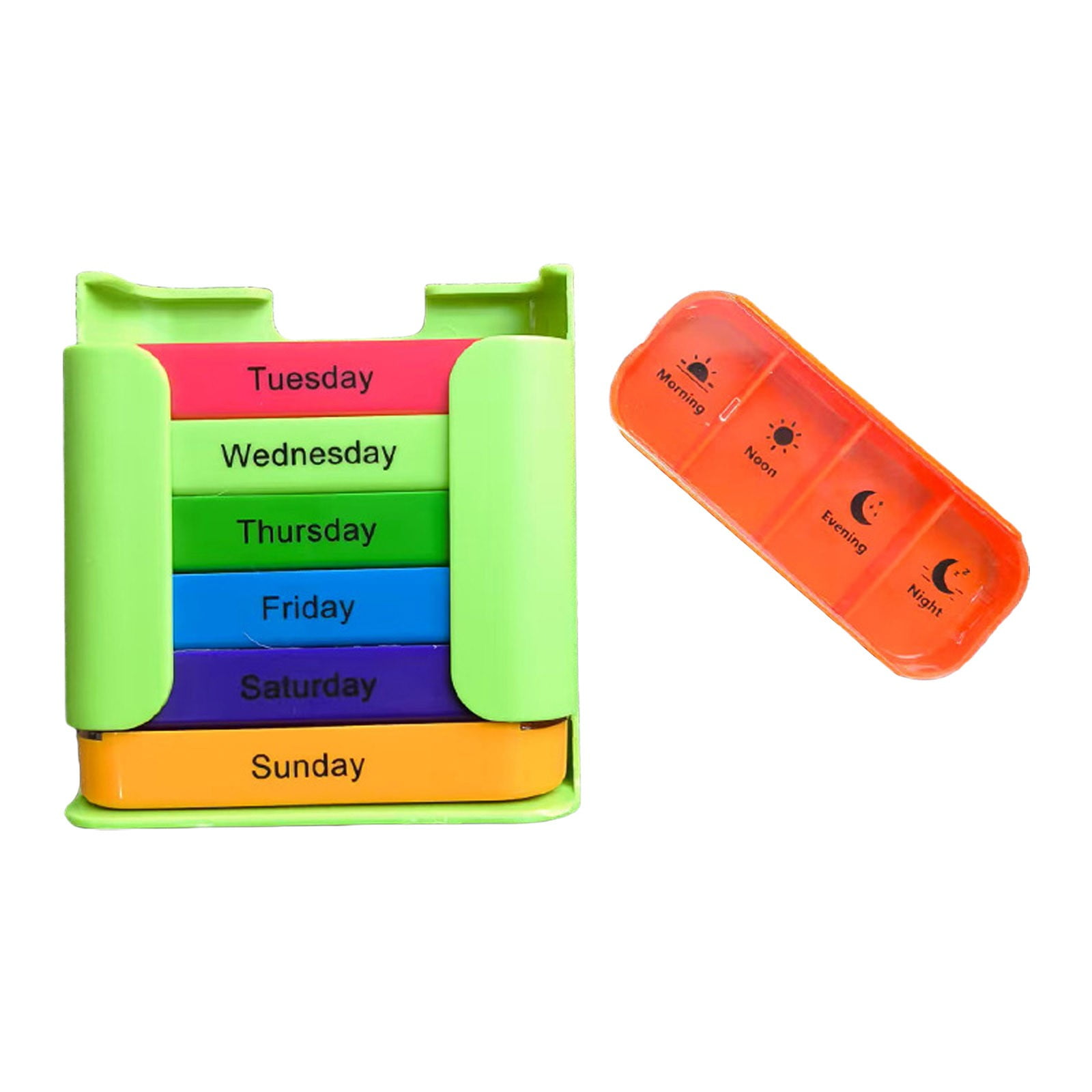 Weekly Pill Organizer, 1 Dispenser, 7 Stackable Compartments Four Times ...