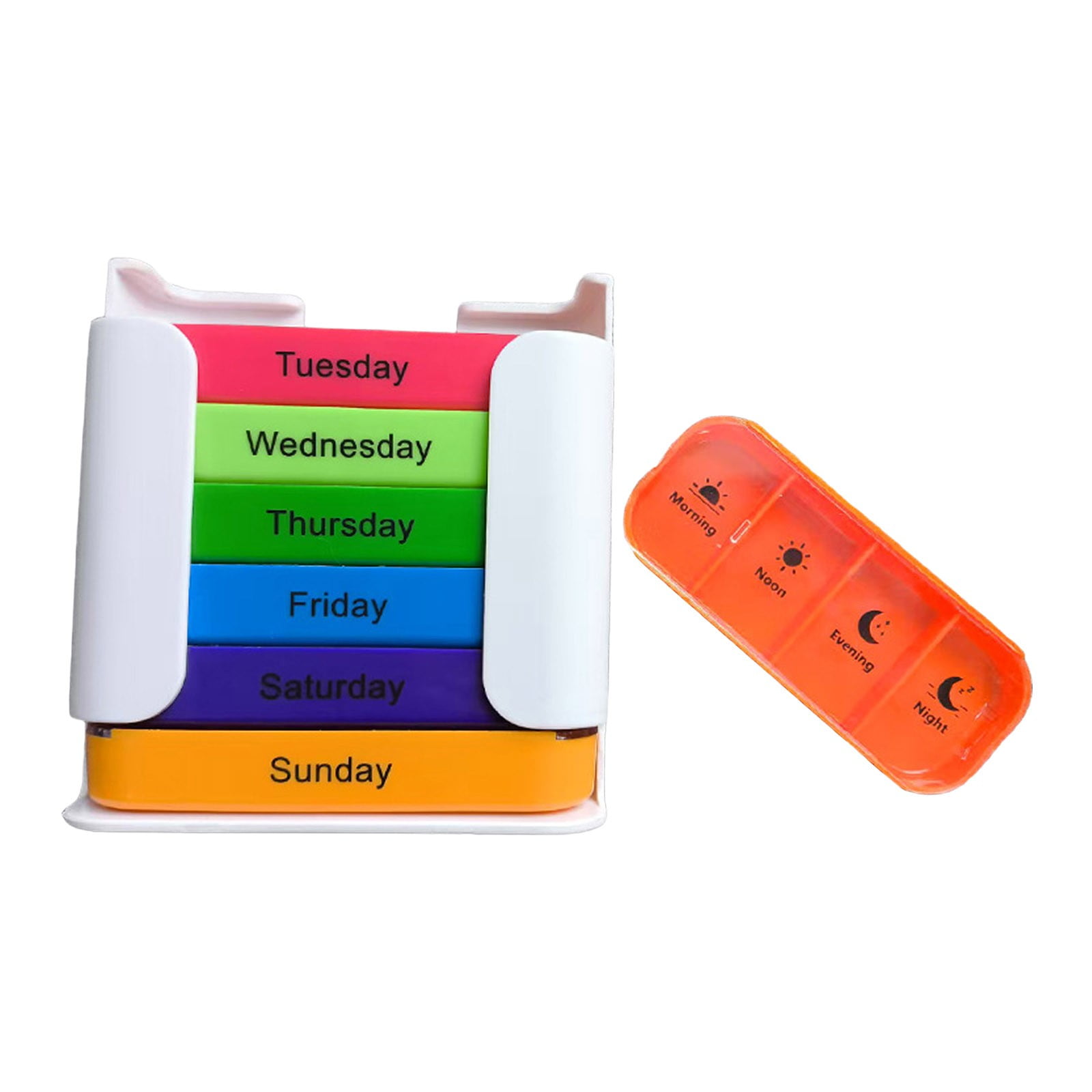 Weekly Pill Organizer, 1 Dispenser, 7 Stackable Compartments Four Times ...