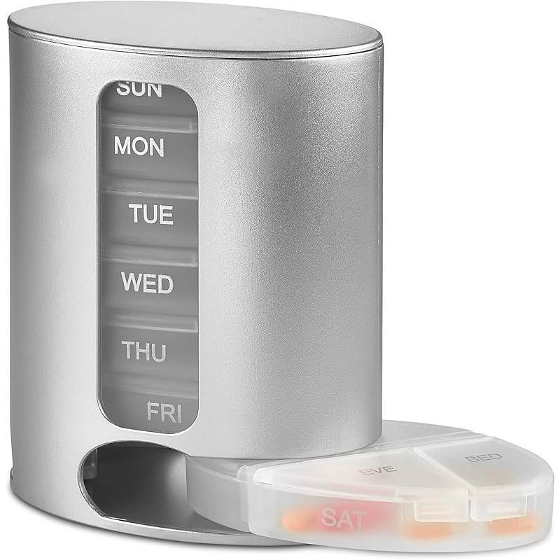Weekly Pill Organizer, 1 Dispenser, 7 Stackable Compartments Four Times ...