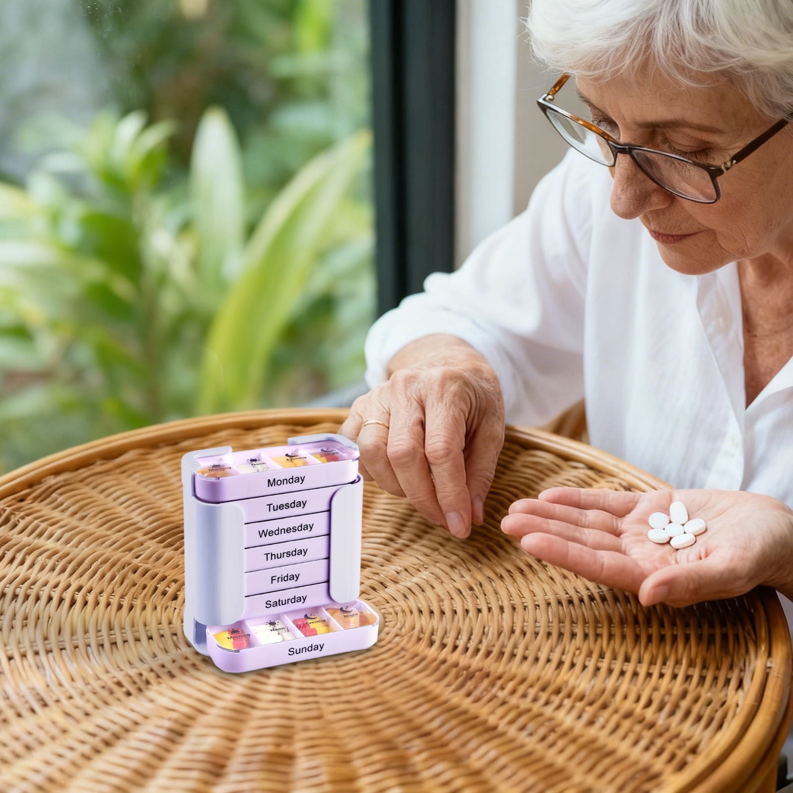 Weekly Pill Organizer, 1 Dispenser, 7 Stackable Compartments Four Times ...