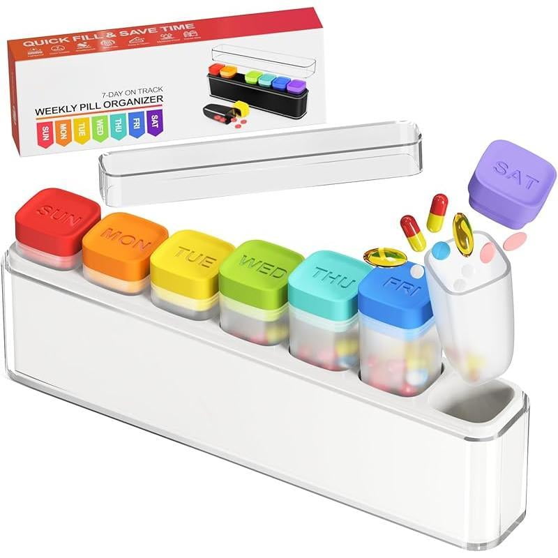 Weekly Pill Organizer 1 Time a Day, Portable Detachable Travel Pill Box ...