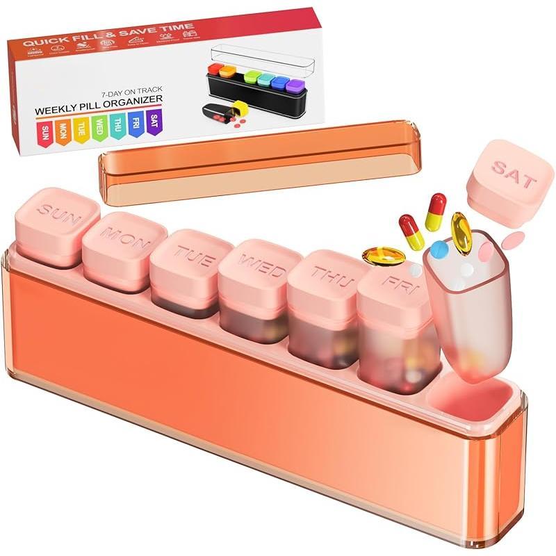 Weekly Pill Organizer 1 Time a Day, Portable Detachable Travel Pill Box ...