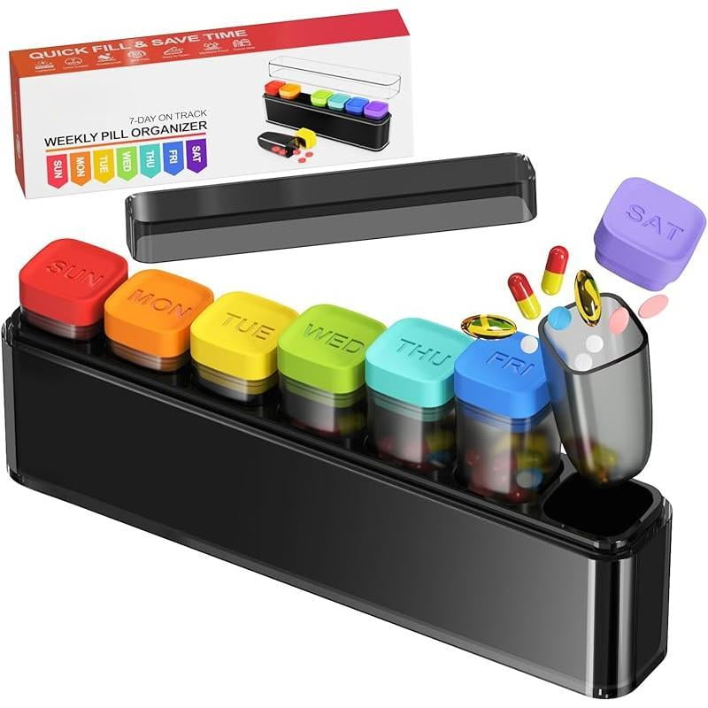 Weekly Pill Organizer 1 Time a Day, Portable Detachable Travel Pill Box ...