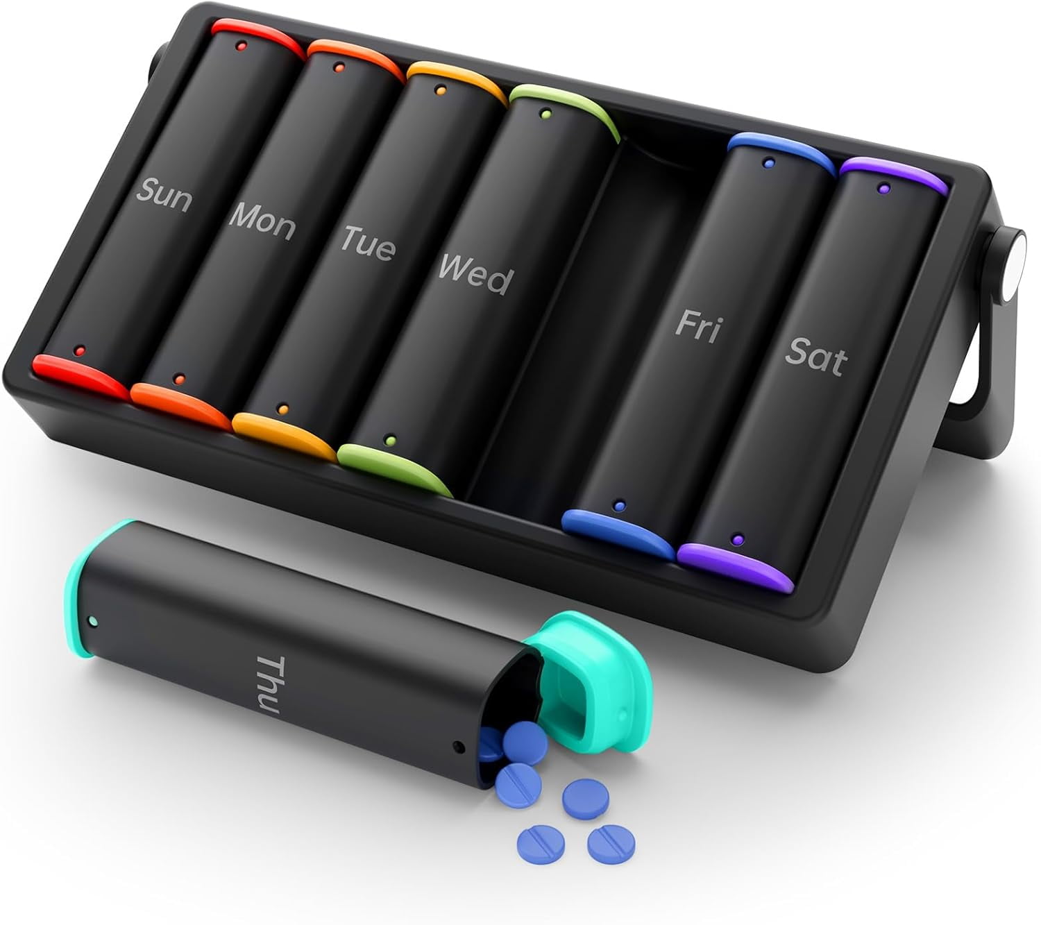Weekly Pill Organizer 2 Times a Day, KOVIUU Large Travel Pill Box 7 Day ...