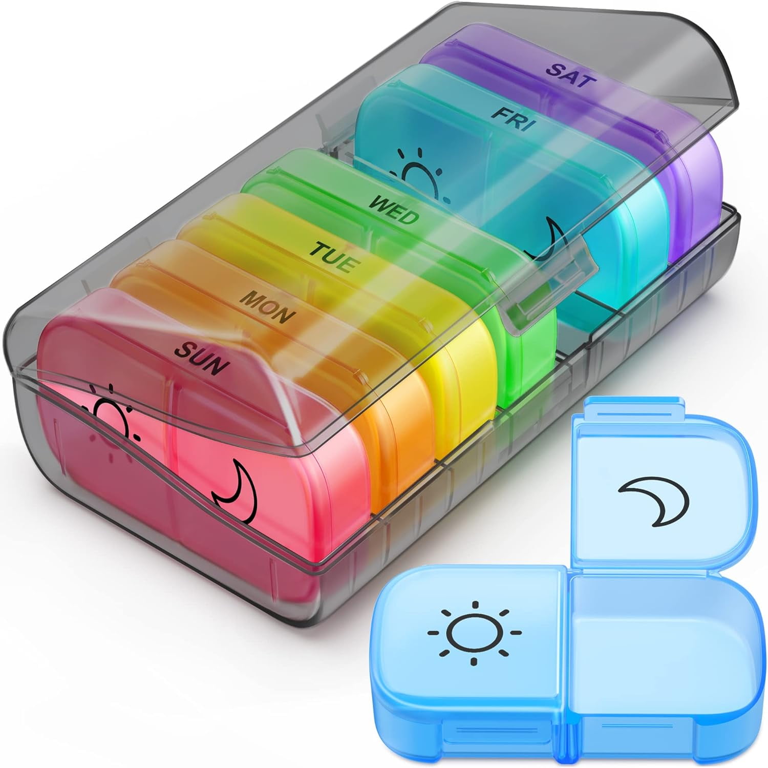 Weekly Pill Organizer 2 Times a Day with Same-Side Large Opening for ...