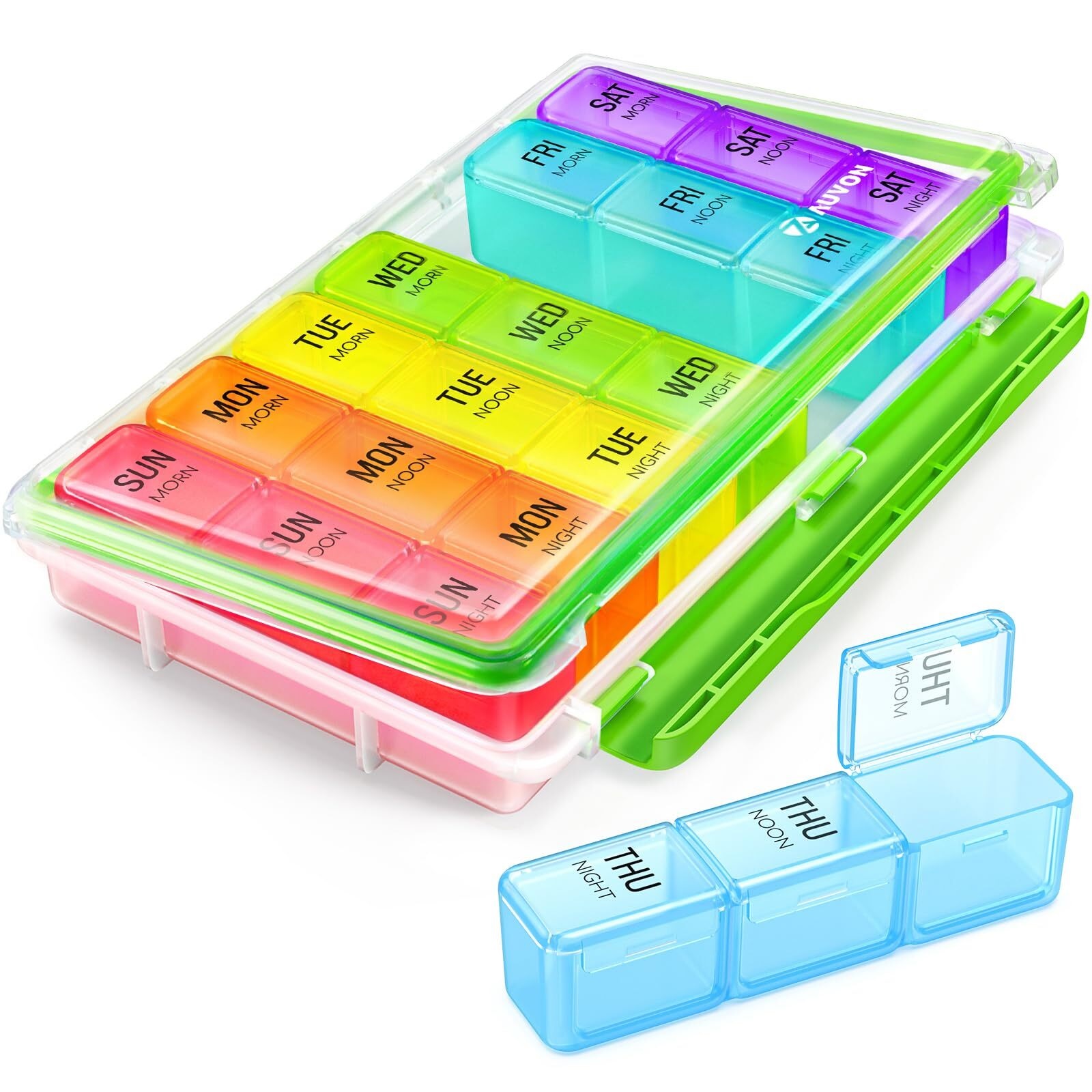 Weekly Pill Organizer 3 Times a Day with Moisture-Proof Design, Large ...
