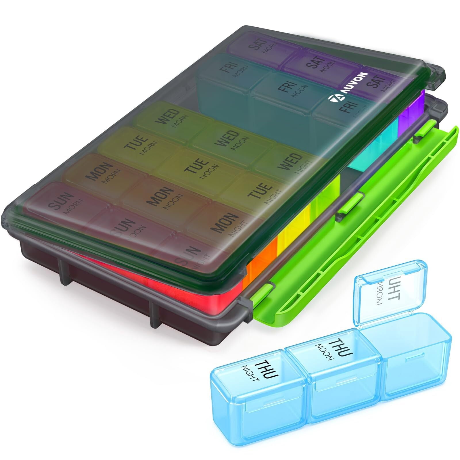 Weekly Pill Organizer 3 Times a Day with Moisture-Proof Design, Large ...
