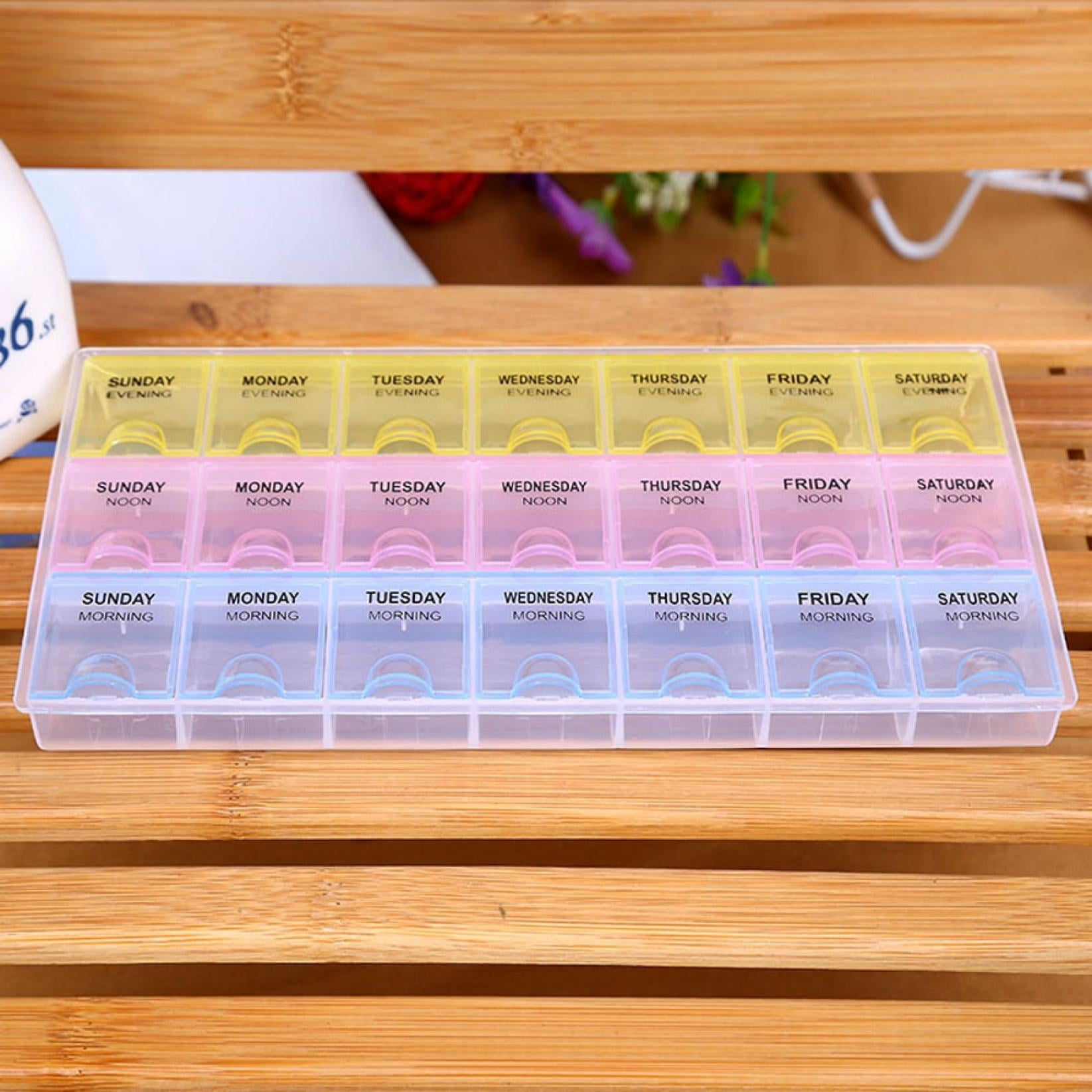 Weekly Pill Organizer 3 Times a Day, Pill Box 7 Day with One-Side Large ...