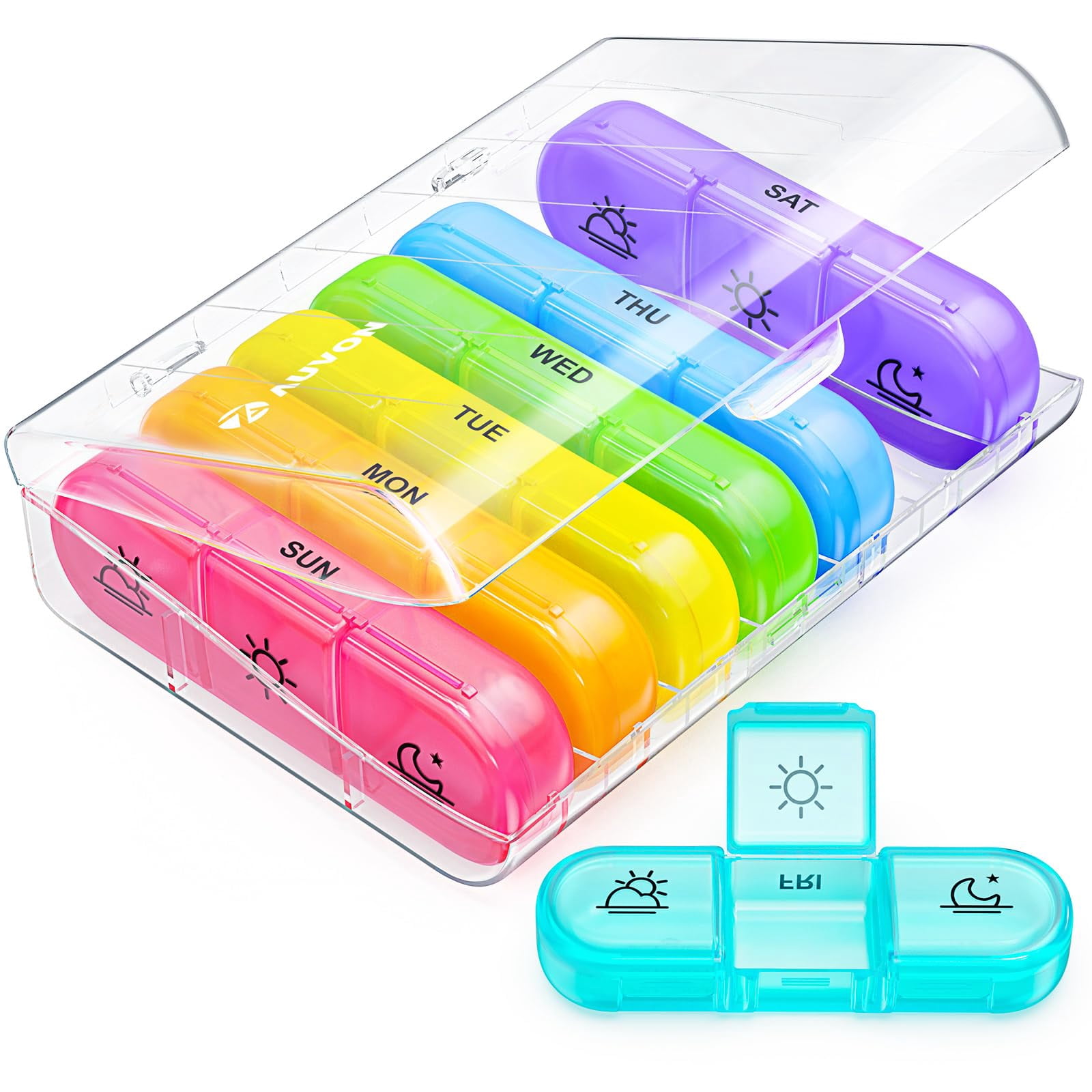 Weekly Pill Organizer 3 Times a Day, Portable Travel Pill Box 7 Day ...