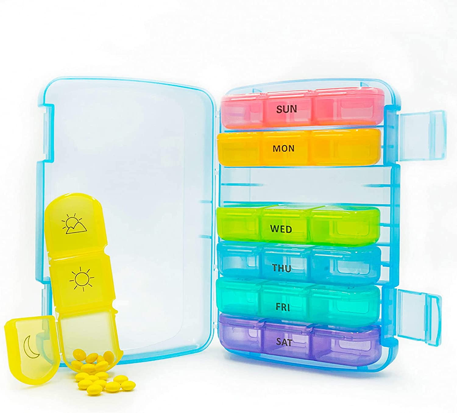 Weekly Pill Organizer 3 Times a Day, Travel 7 Day Pill Case Daily ...
