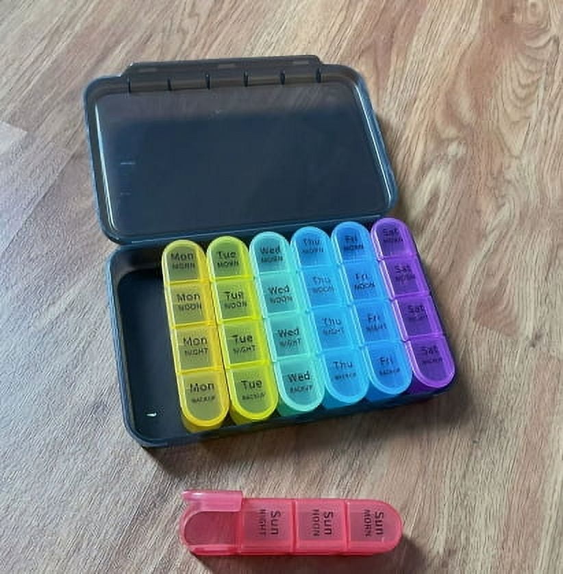 Weekly Pill Organizer 3 Times a Day, Travel Pill Box Case 7 Day, Large ...