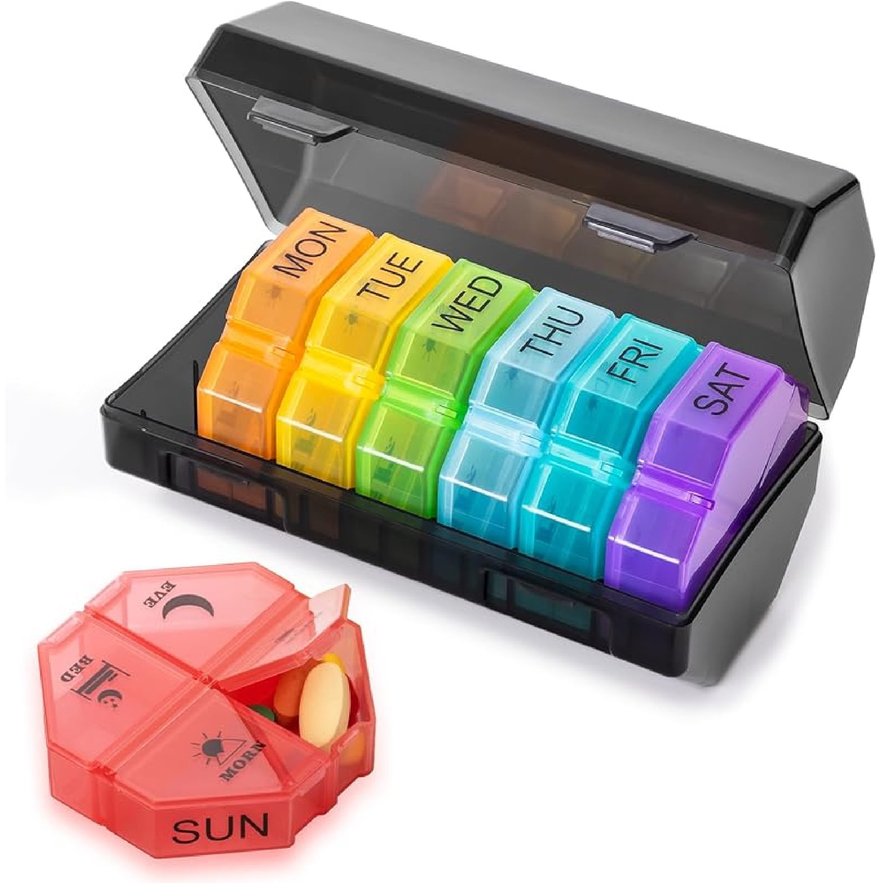 Weekly Pill Organizer 4 Times a Day, Large Pill Box 7 Day Daily Pill ...