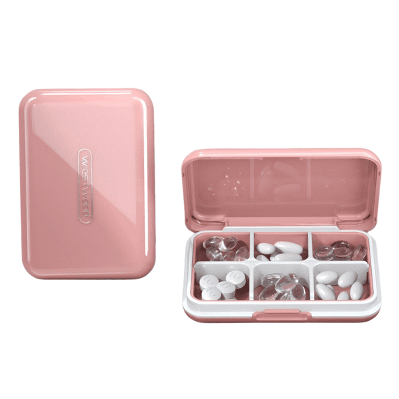 Weekly Pill Organizer 6 Compartments, Small Portable Travel Pill Box ...