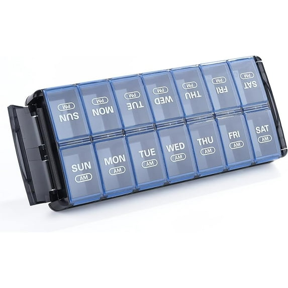 Weekly Pill Organizer 7 Day 2 Times a Day, Quick Fill Daily Pill Box ...