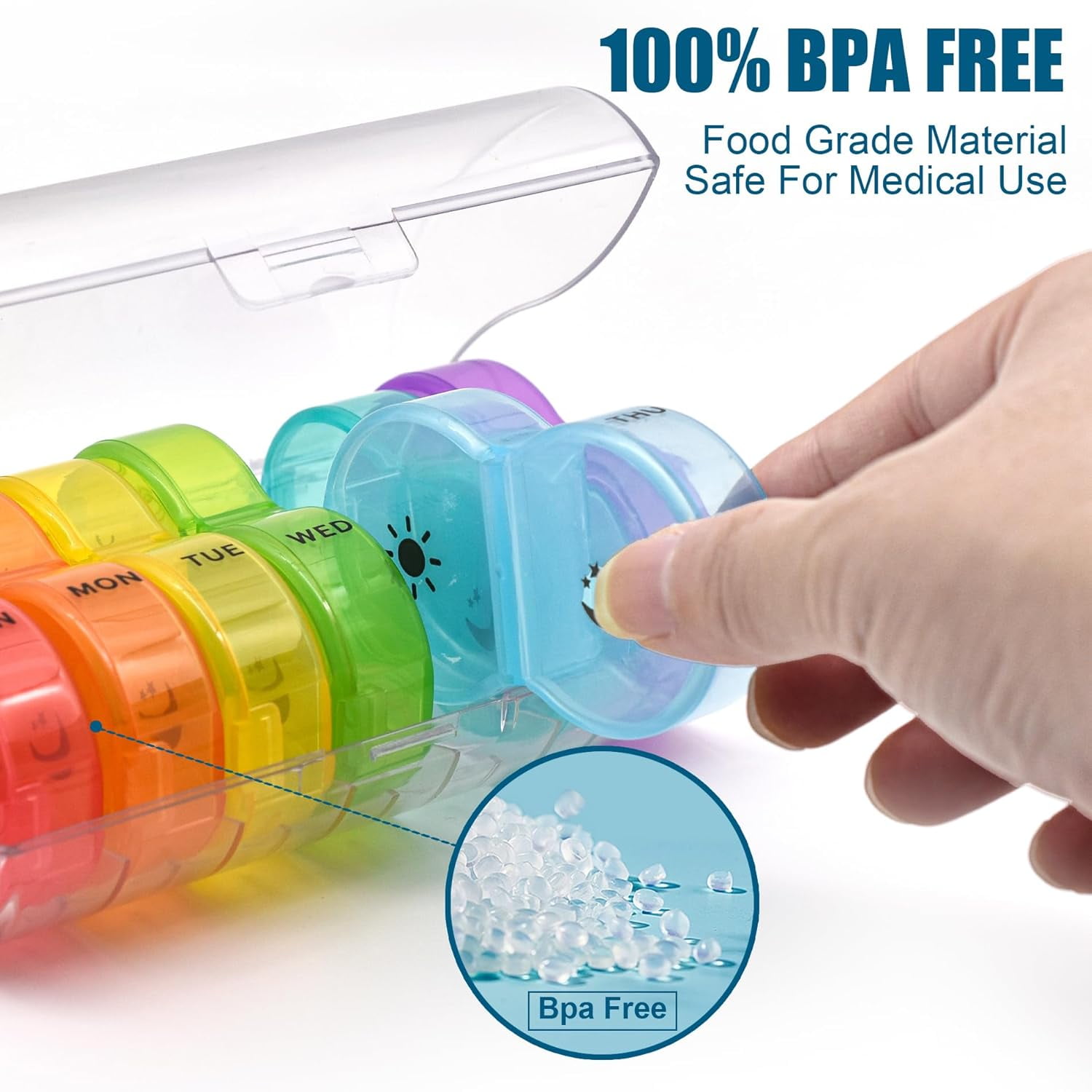 Weekly Pill Organizer 7 Day 2 Times a Day, Color Tracking 7 Day AM PM ...