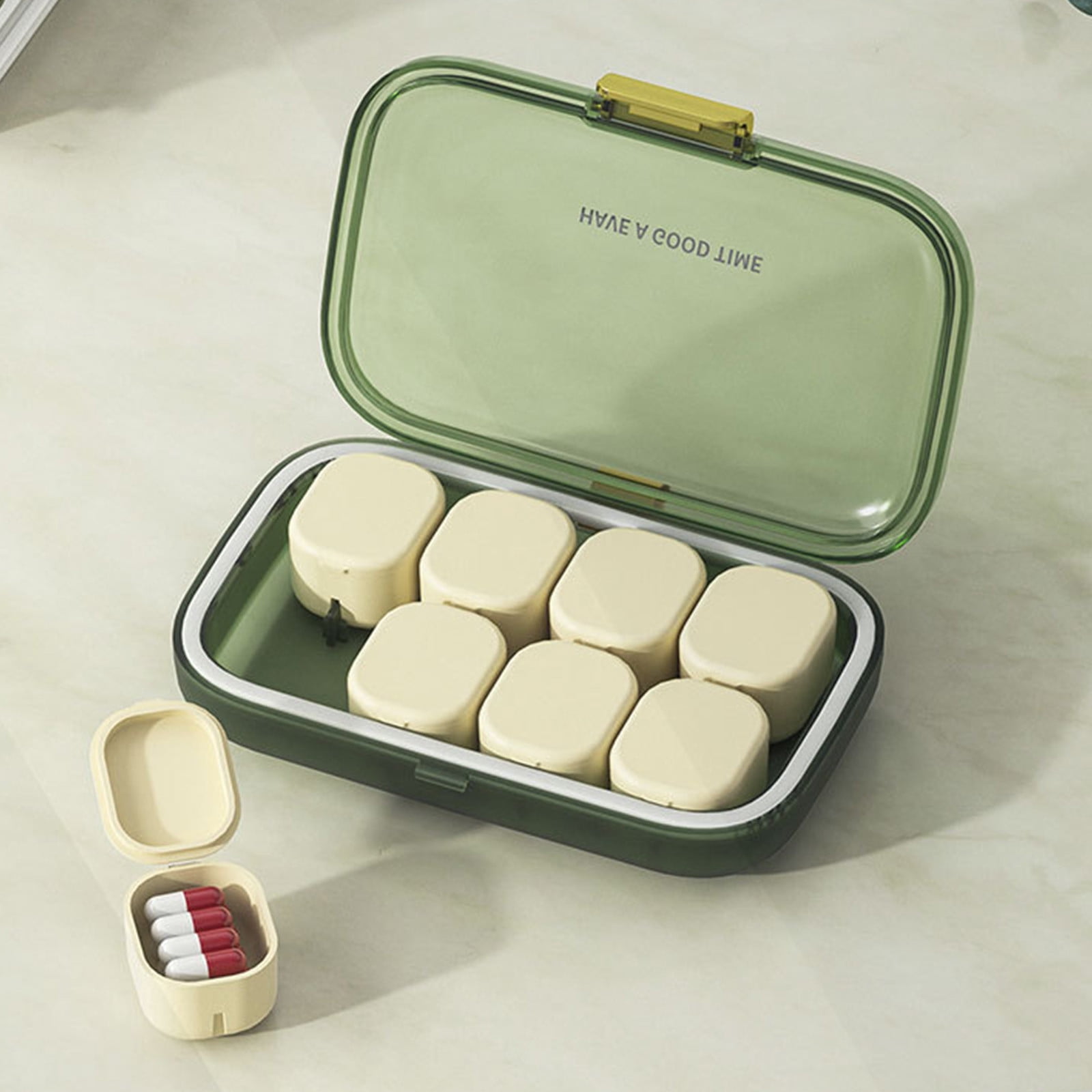Weekly Pill Organizer 8 Compartments Large Daily Pill Box with Separate ...