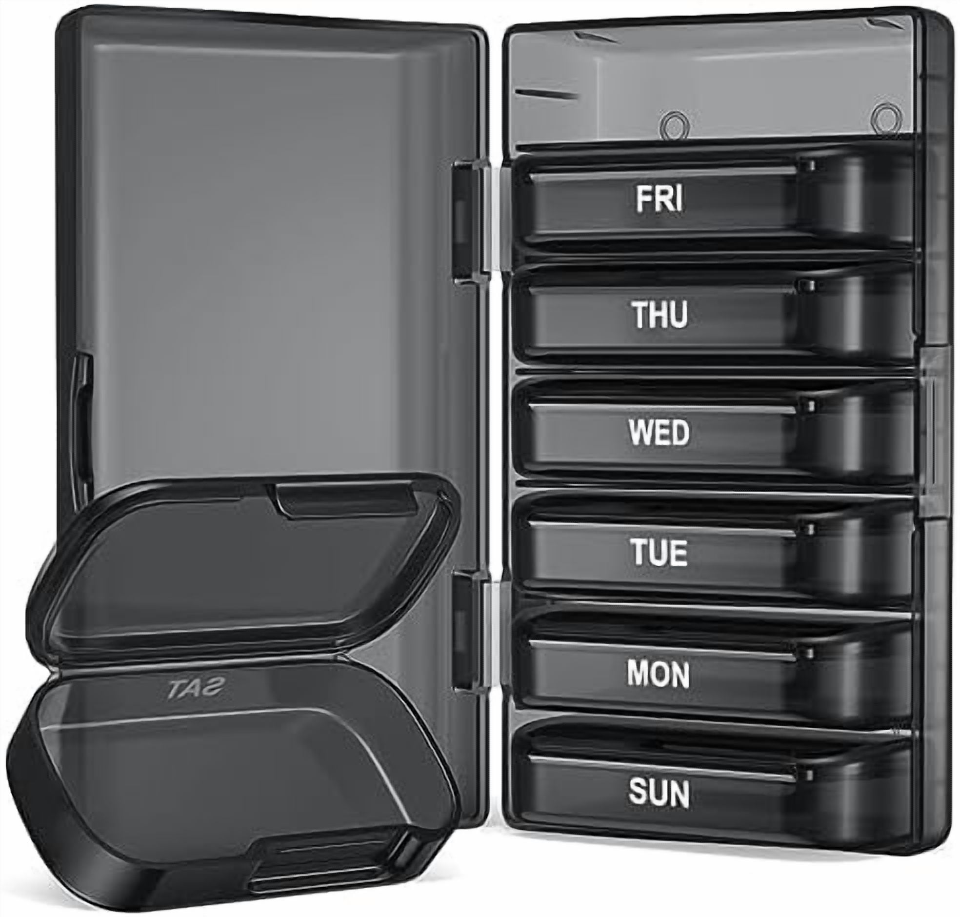 Weekly Pill Organizer with Large Capacity, Dual Protection Pill Box 7 ...