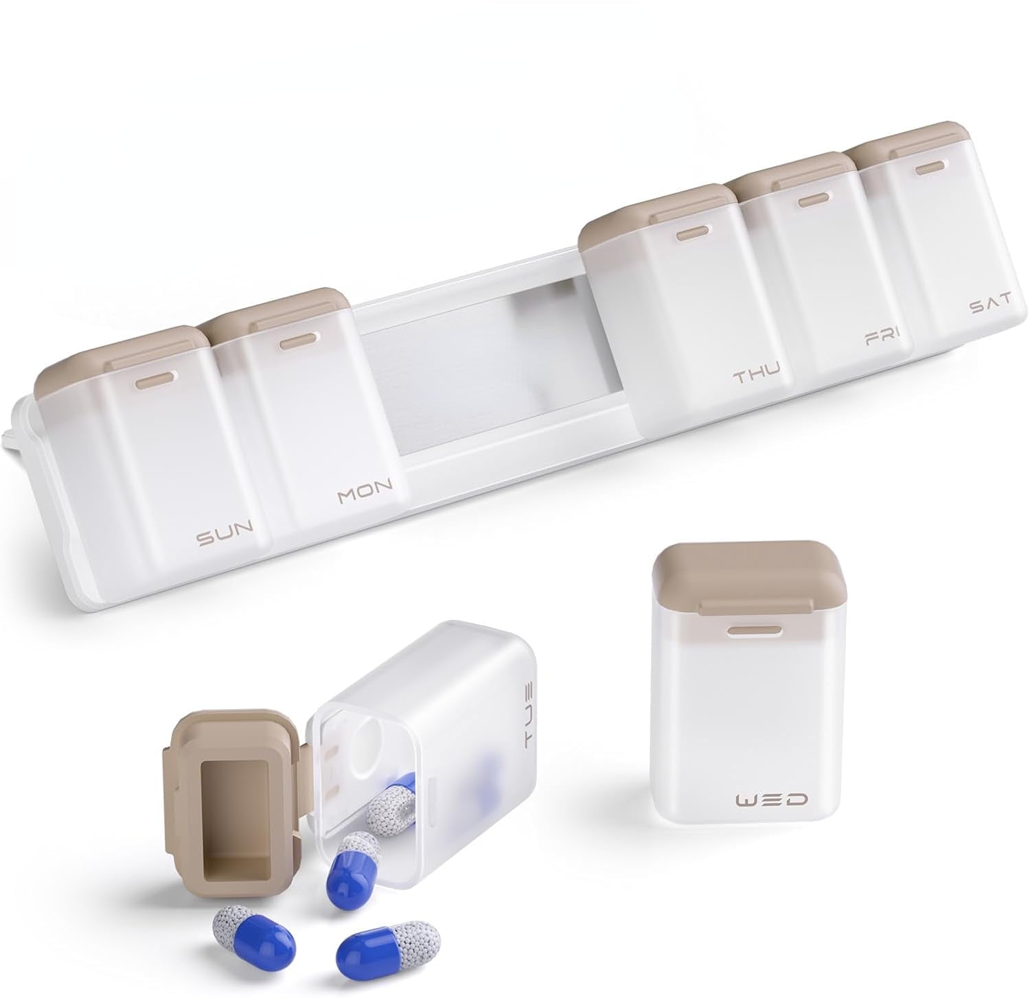 Weekly Pill Organizer Magnetic, Removable Pill Box 7 Day 1 Time a Day ...